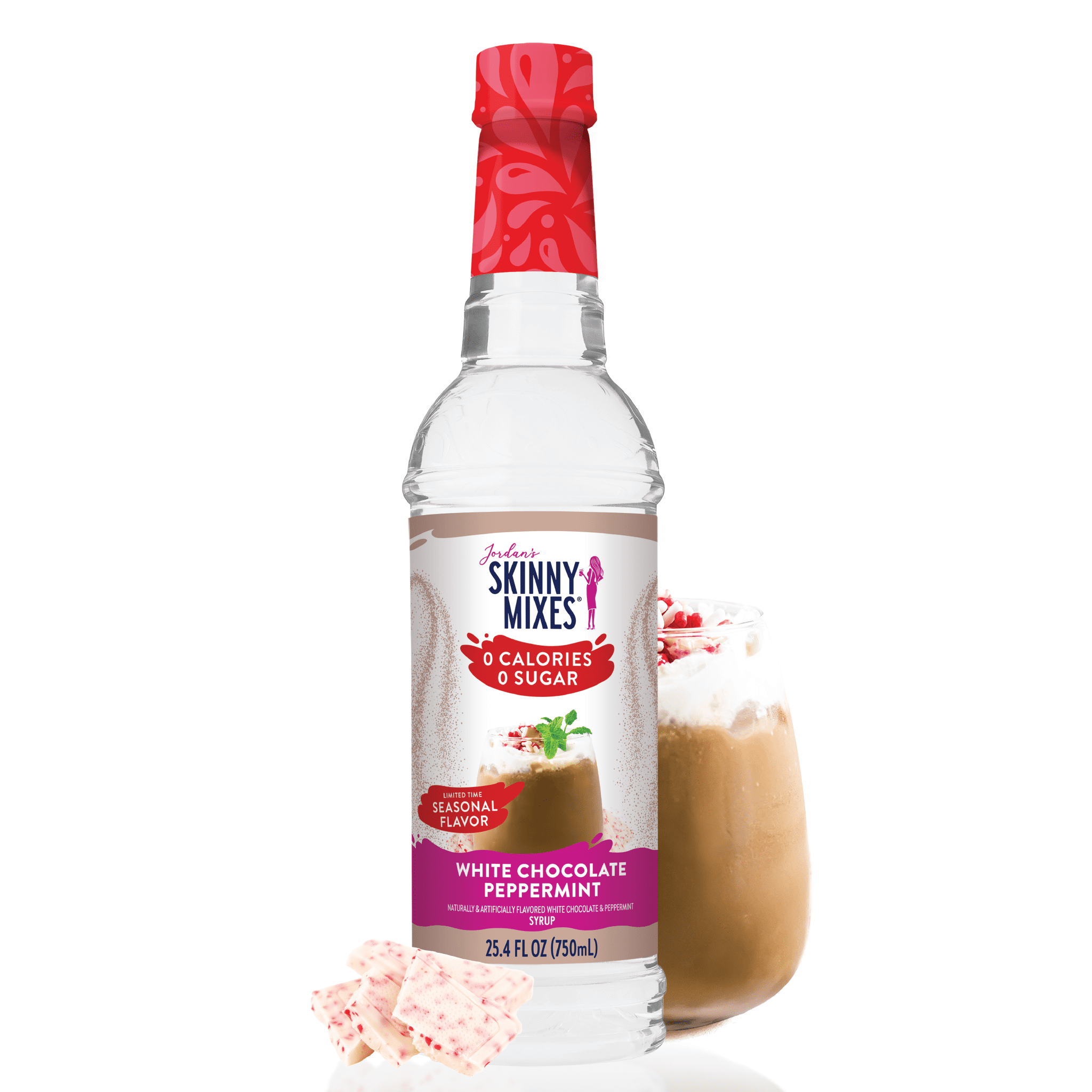 Jordan's Skinny Mixes Sugar Free White Chocolate Peppermint Syrup, Zero ...