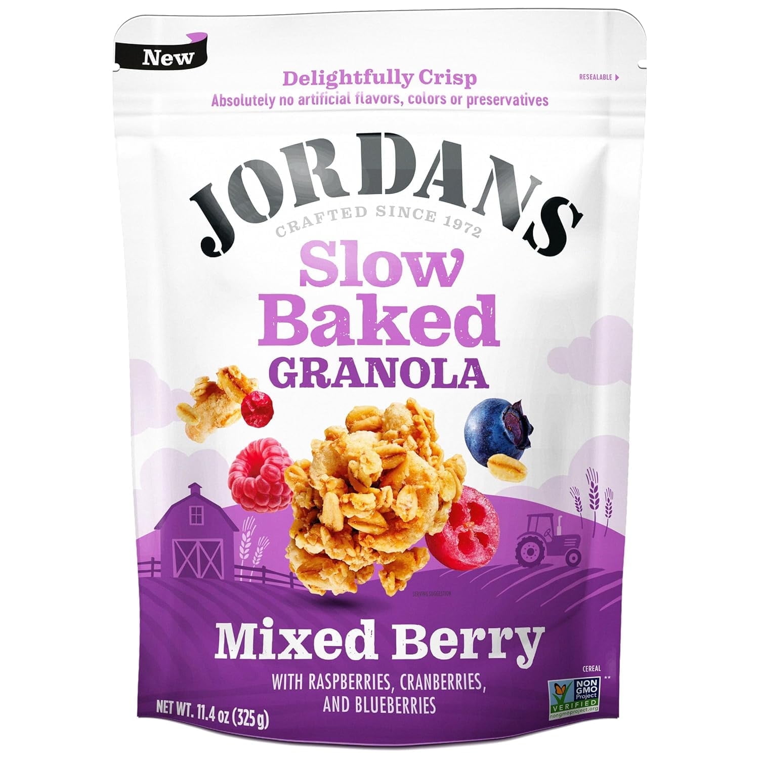 Jordan's Slow-Baked Mixed Berry Granola 11.4 oz Crispy Whole Grain Oats ...