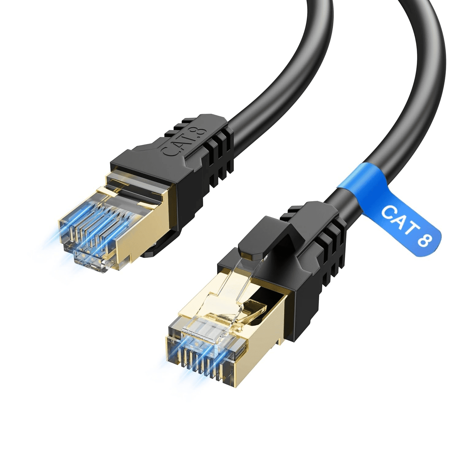 Jorenca Cat 8 Ethernet Cable, 15 ft, RJ45 Stranded, Shielded Connectors ...