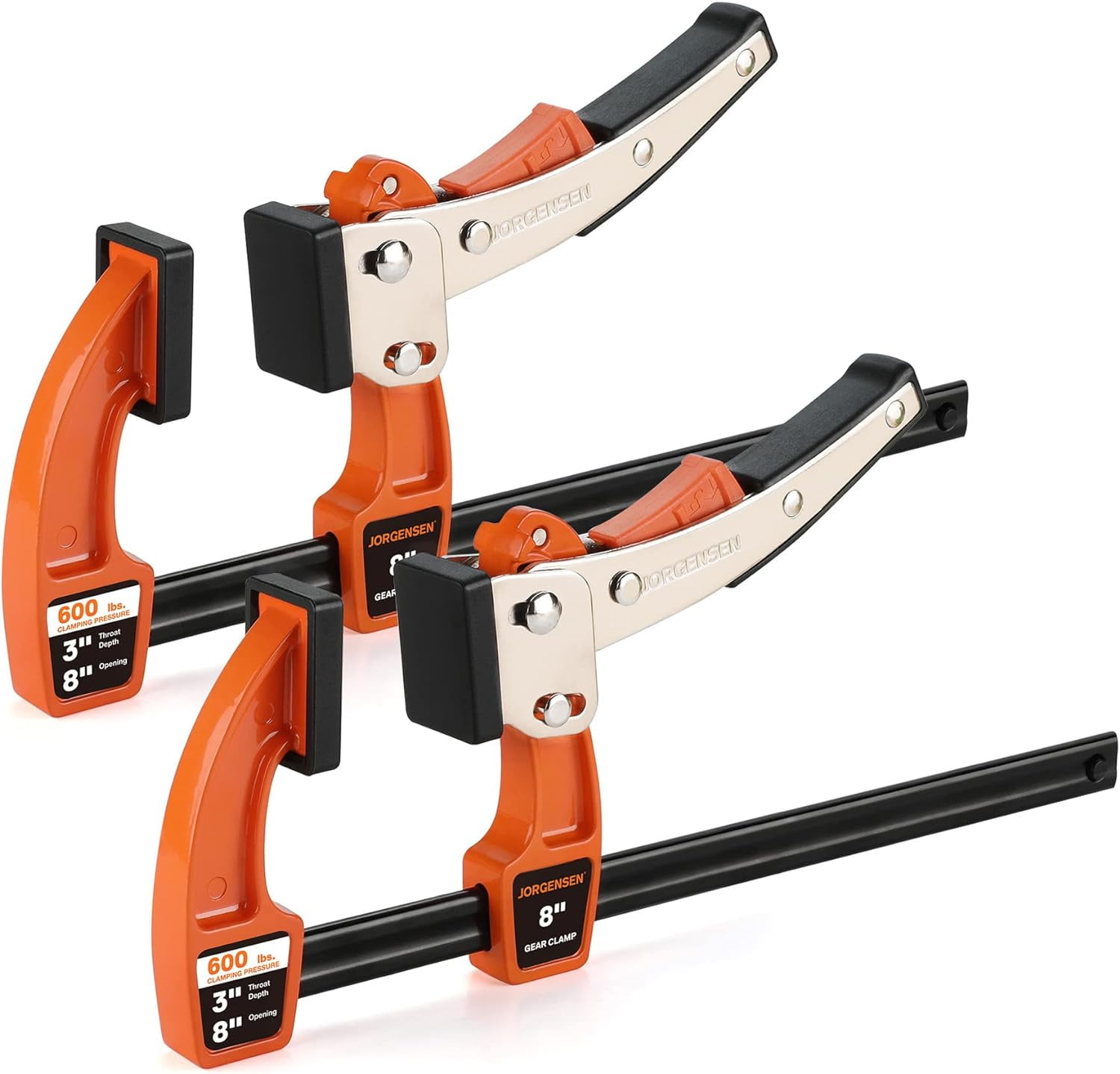 Jorgensen 4-inch Bar Clamp Set, Bar Clamp for Woodworking, Quick ...
