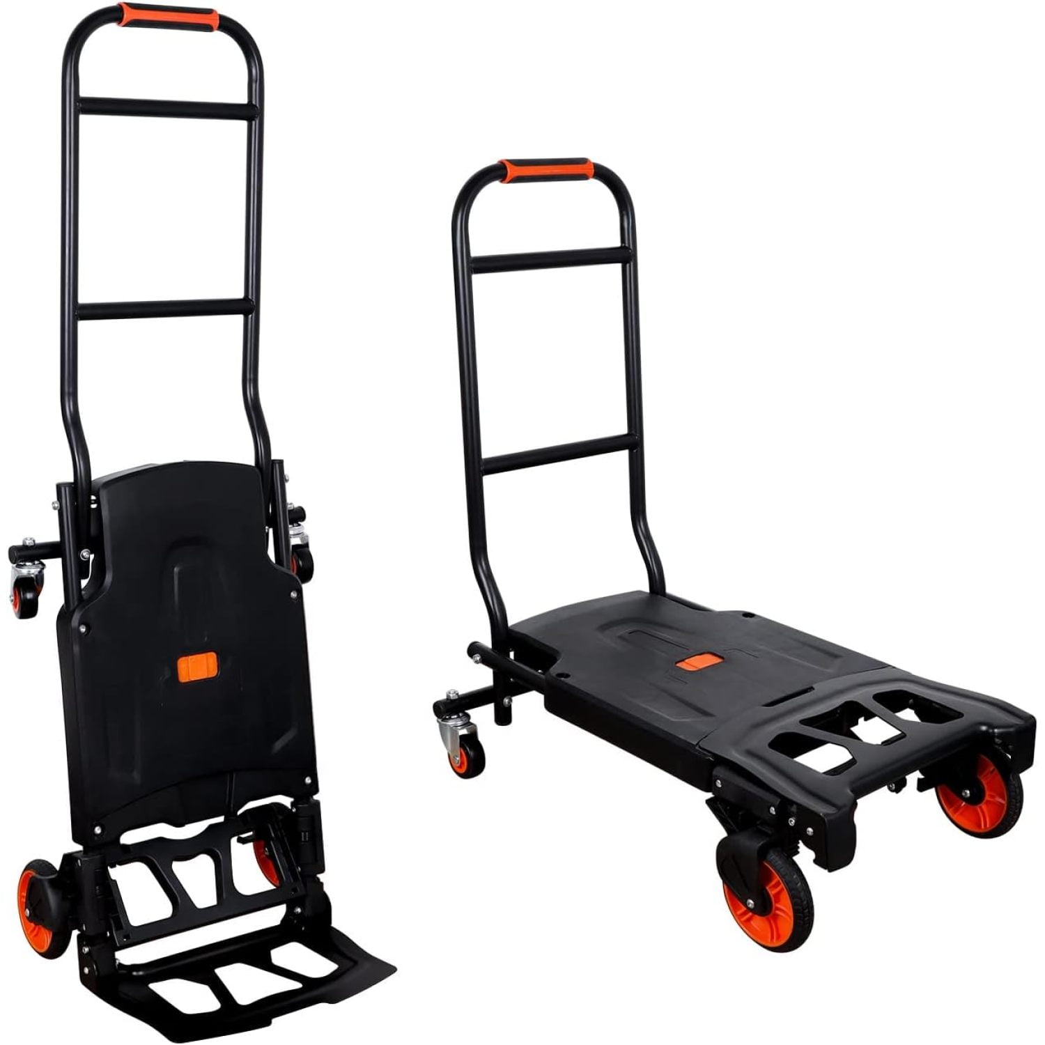 Joric Folding Hand Truck Portable Dolly Cart, One-Button Folding Portable Flatbed, Dual-Purpose ...