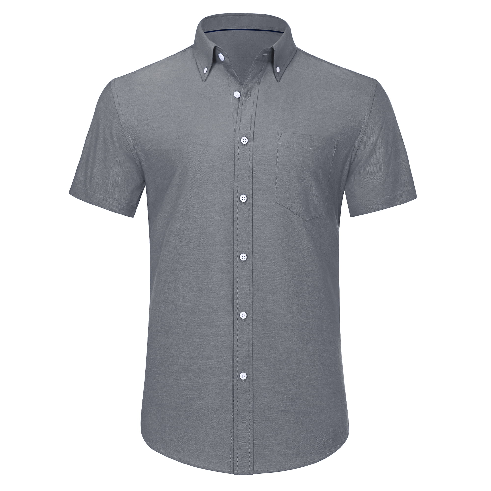 Jorlat Mens Short Sleeve Shirt Oxford Regular Fit Button Down Collar