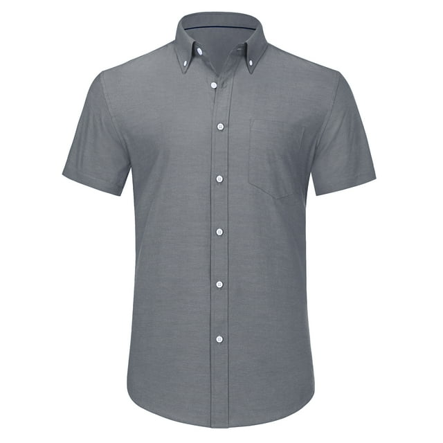 Jorlat Men's Short Sleeve Shirt Oxford Regular Fit Button Down Collar ...