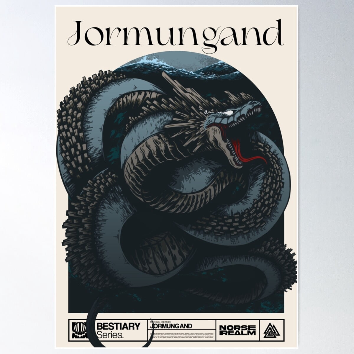 Jormungandr Poster Wall Art Modern Wall Decor For Living Room Bedroom ...