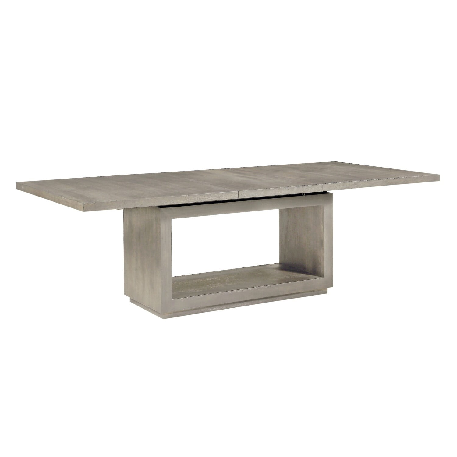 Jose 72-95 Inch Acacia Wood Dining Table - Open Plinth Base - Weathered ...