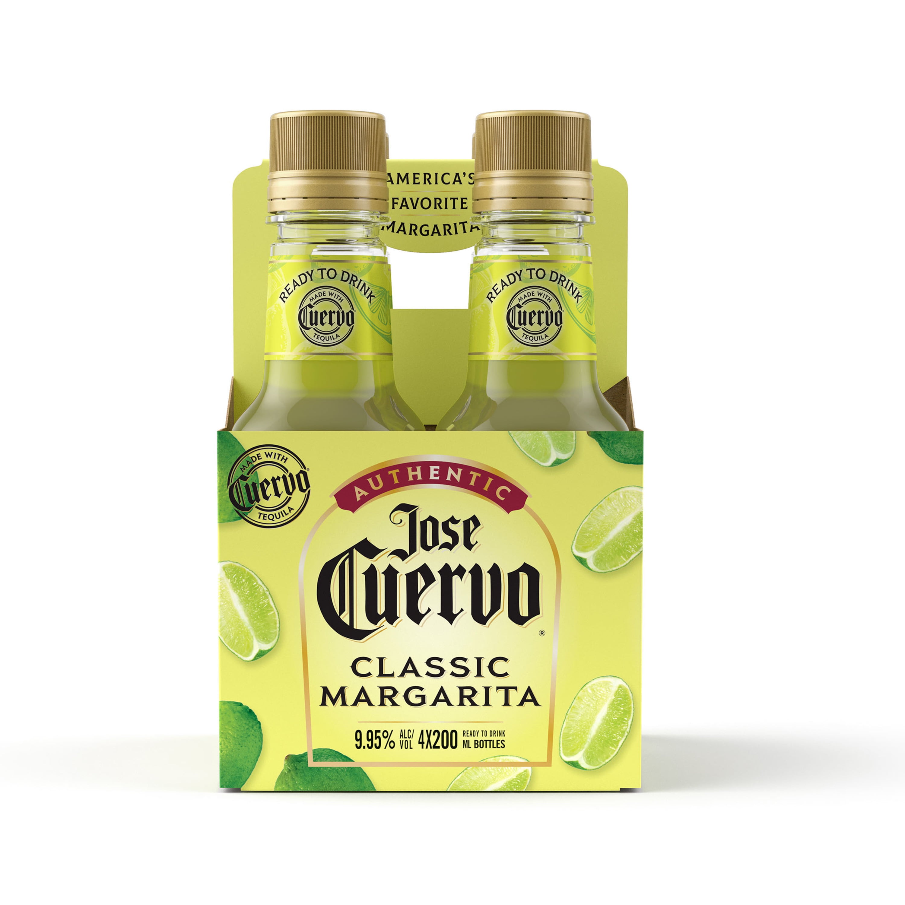 Jose Cuervo Authentic Margarita Classic Lime, 9.95% ABV, 4 Pack, 200ml Plastic Bottles - Walmart.com
