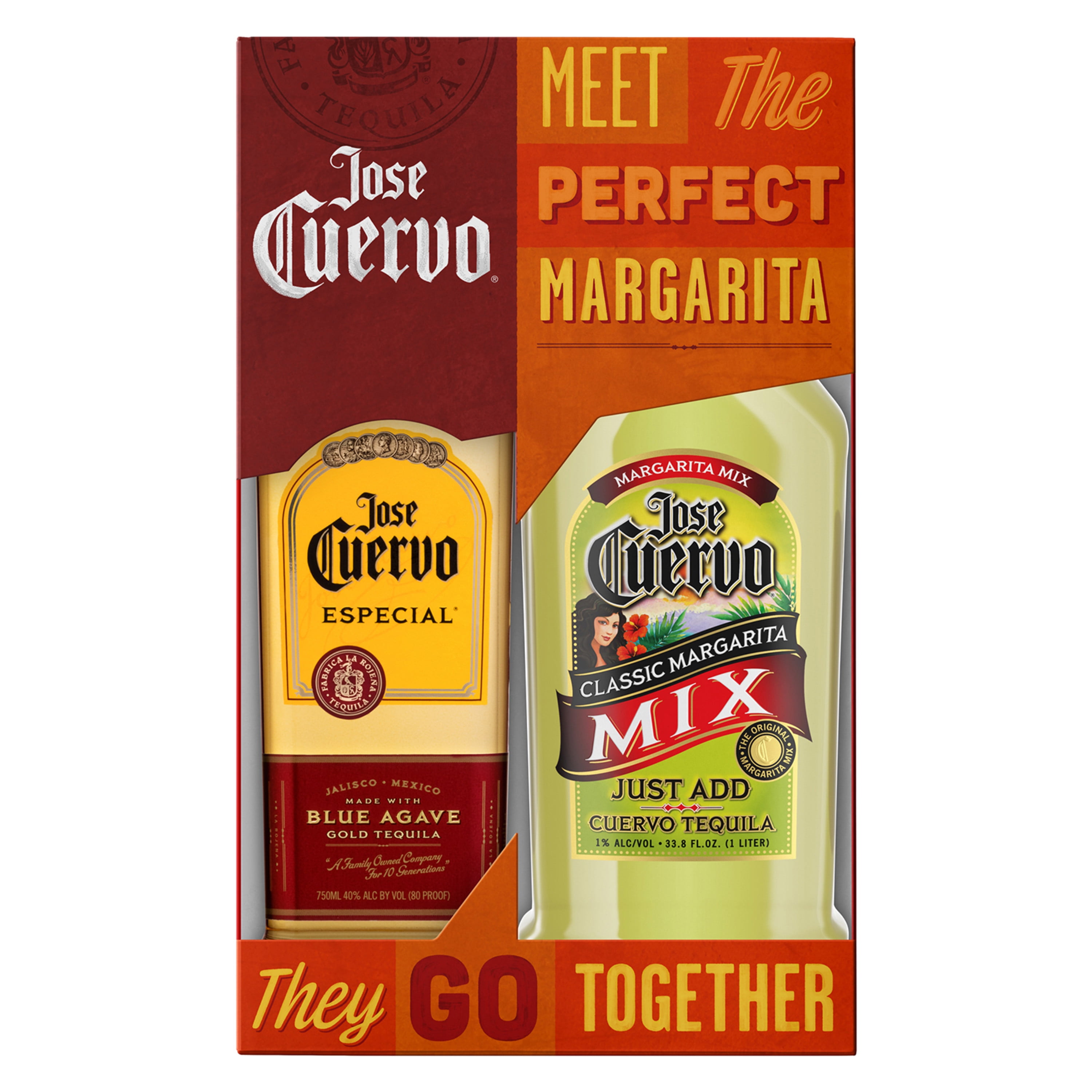 Jose Cuervo Especial Gold Tequila and Margarita Mix, 40% ABV, One 750ml ...