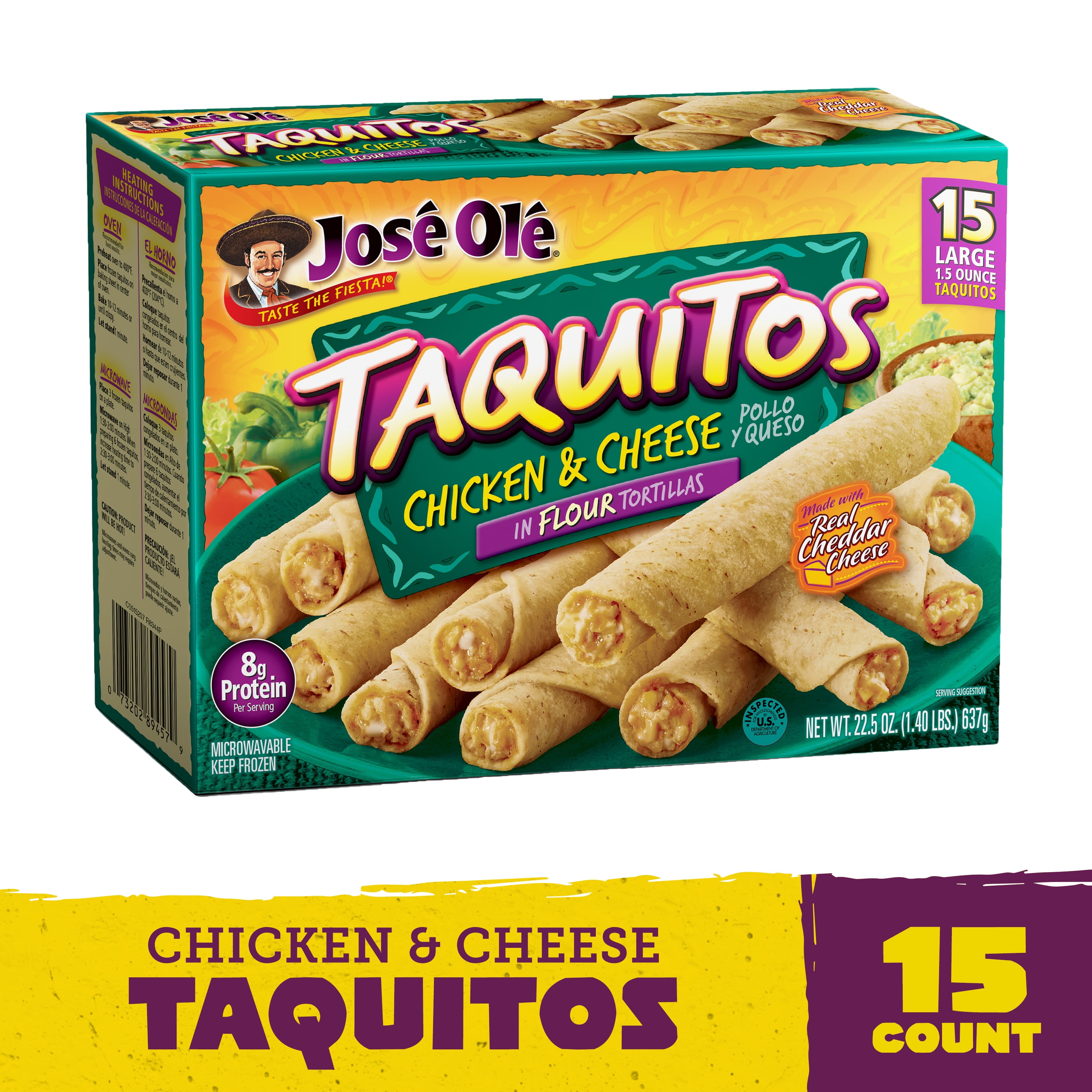 Jose Ole Chicken & Cheese Flour Taquitos, Frozen Mexican Food, 22.5 oz ...