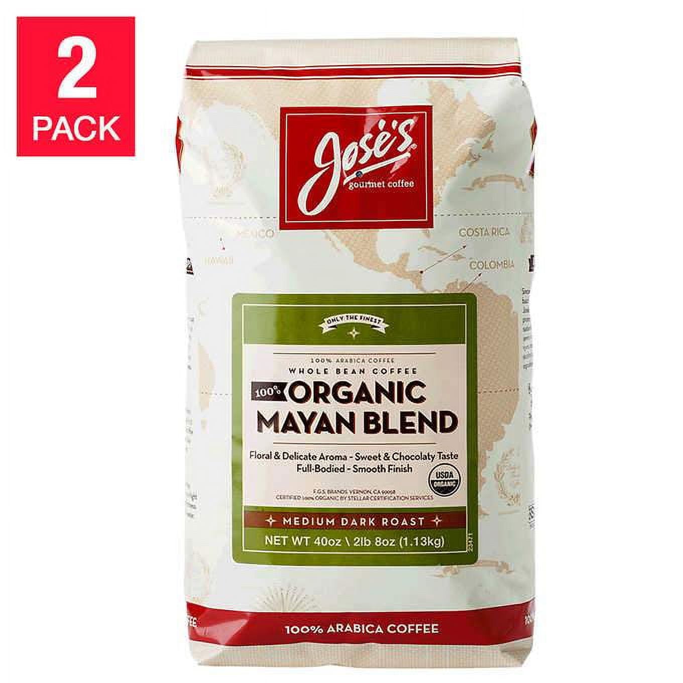 Jose's 100% Organic Mayan Blend Arabica Coffee, Medium Dark Roast ...