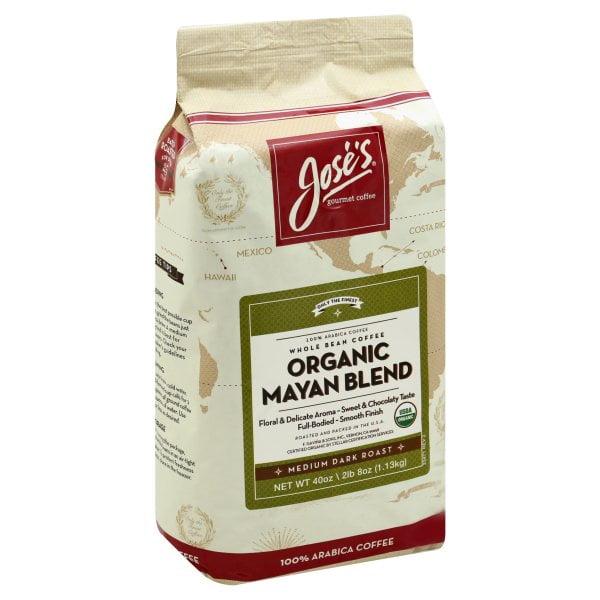 Jose's Organic Medium Dark Roast Whole Bean Mayan Blend Coffee. 40 oz ...