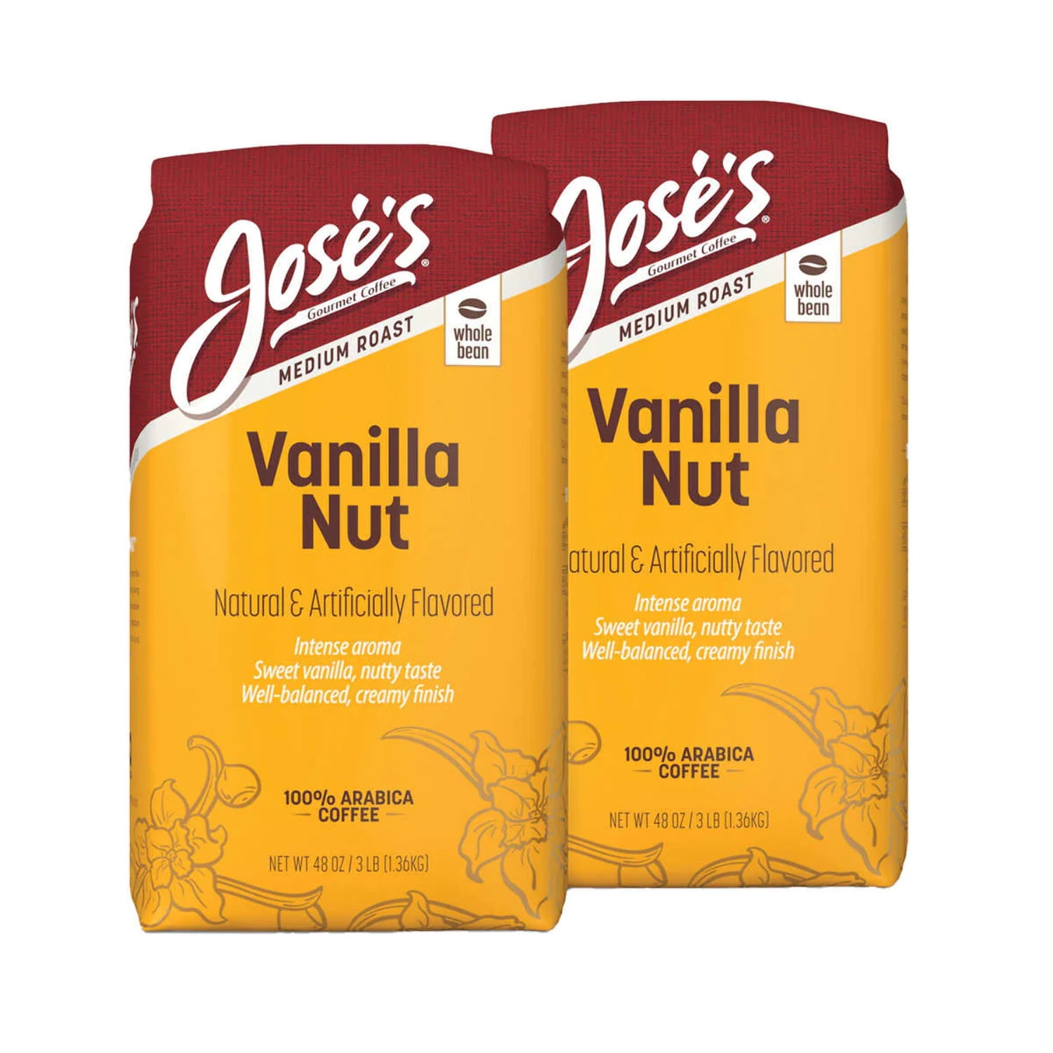 Jose’s Vanilla Nut Whole Bean Coffee 3 lb, 2-pack - Walmart.com