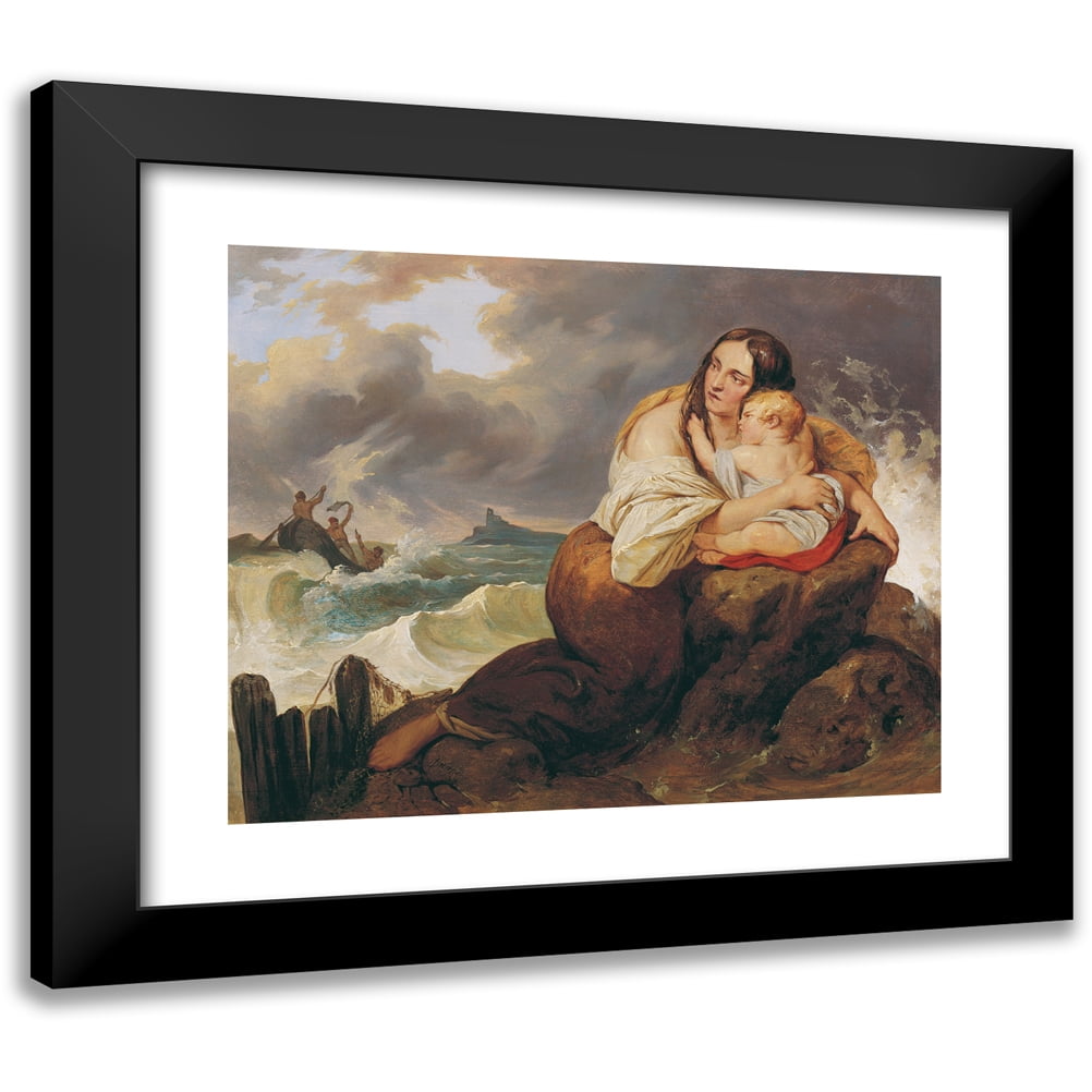 Josef Danhauser 18x15 Black Modern Framed Museum Art Print Titled - The Shipwrecked (1837 ...