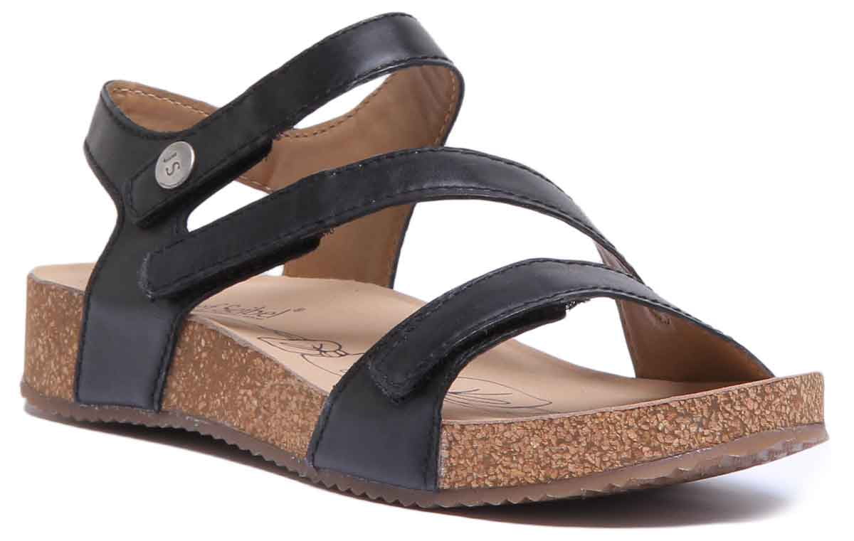 Josef Seibel Tonga 25 Women's Ankle Strap Leather Sandal In Black Size ...