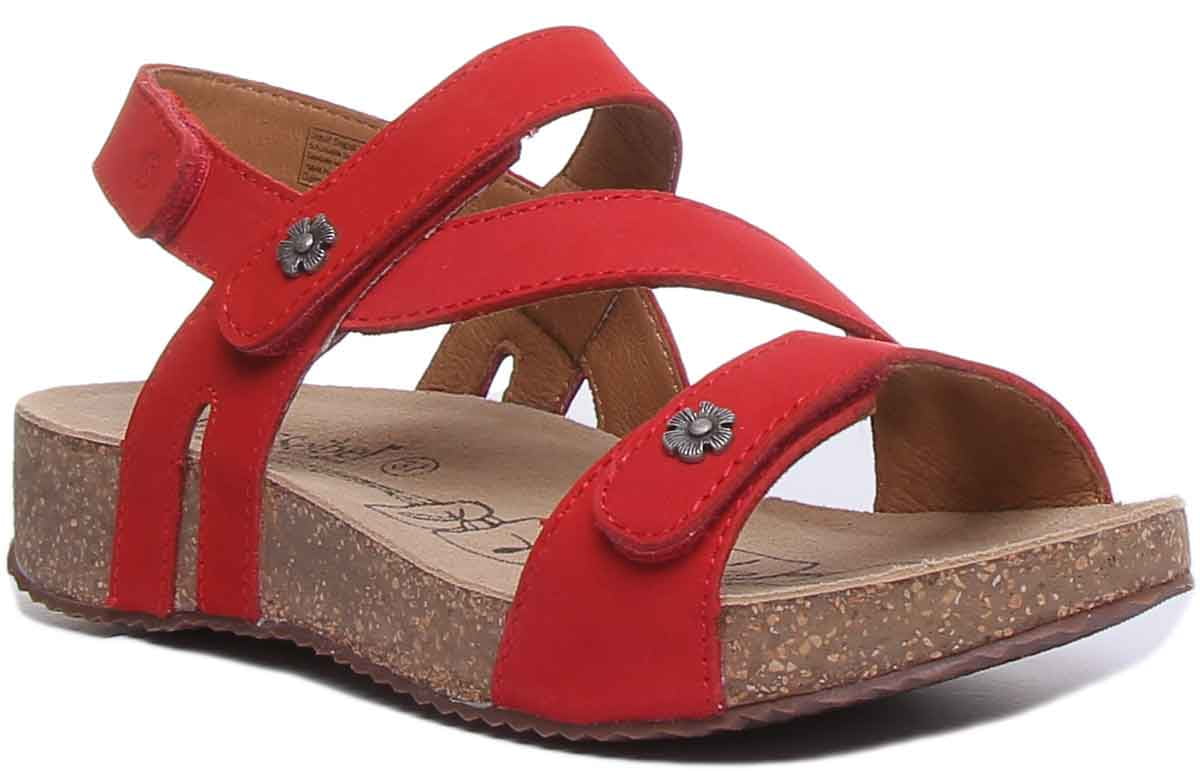 Josef Seibel Tonga 53 Women's Strappy Sandal With Slight Wedge In Red ...