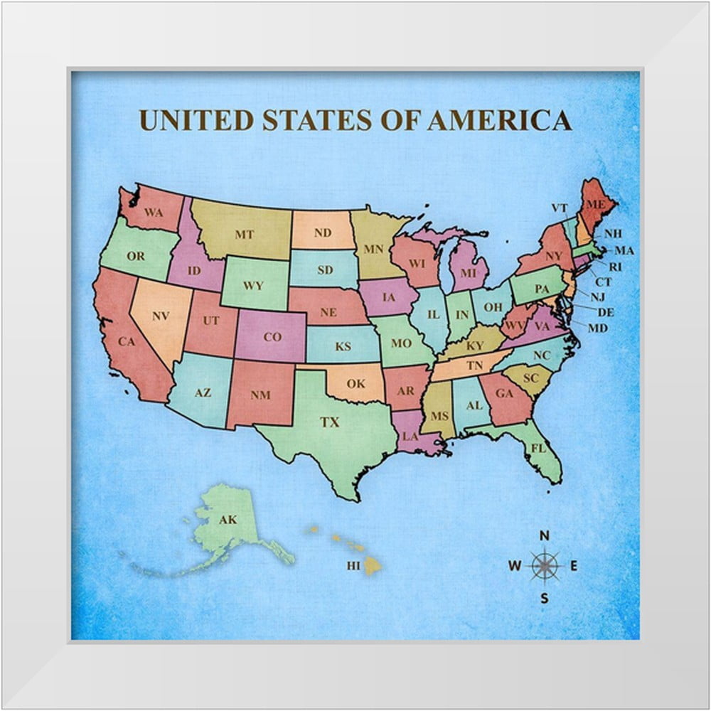 Josefina 12x12 White Modern Wood Framed Museum Art Print Titled - Map ...