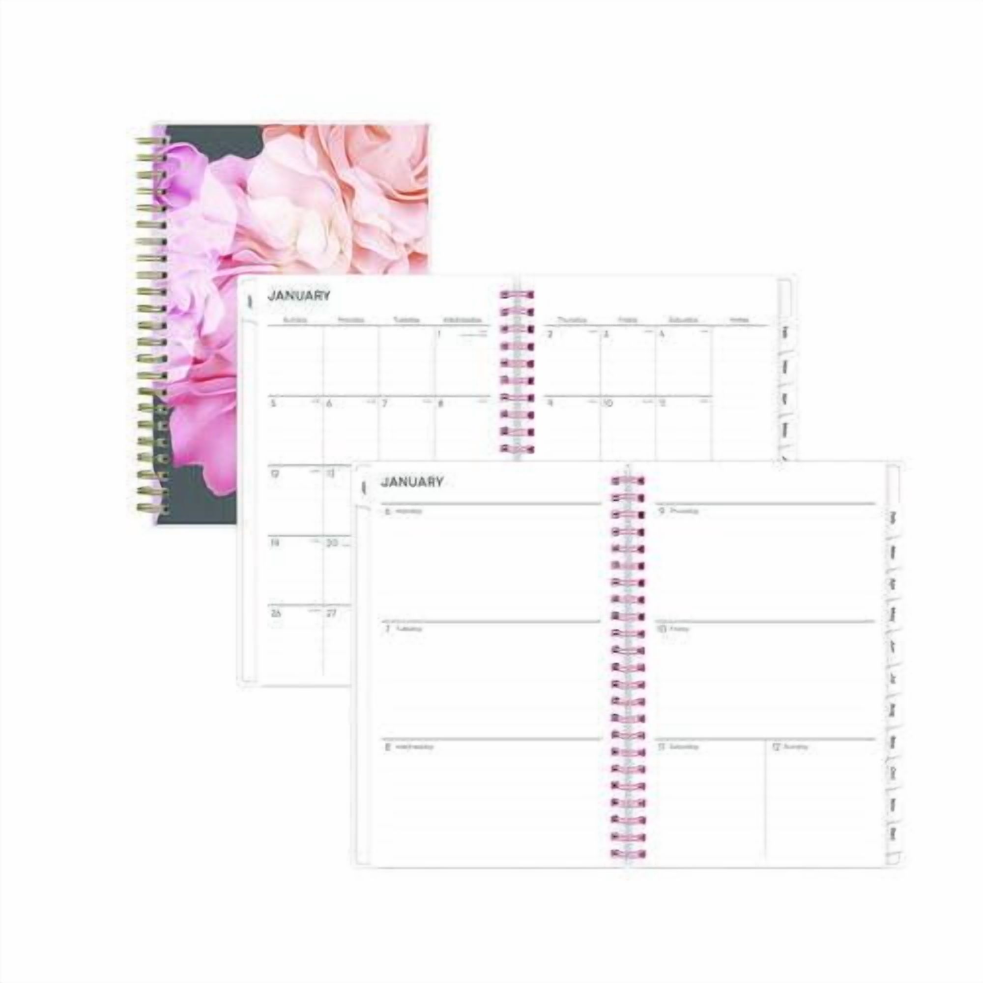 Joselyn Weekly/Monthly Planner, Floral Artwork, 8 x 5, Pink/Peach/Black ...
