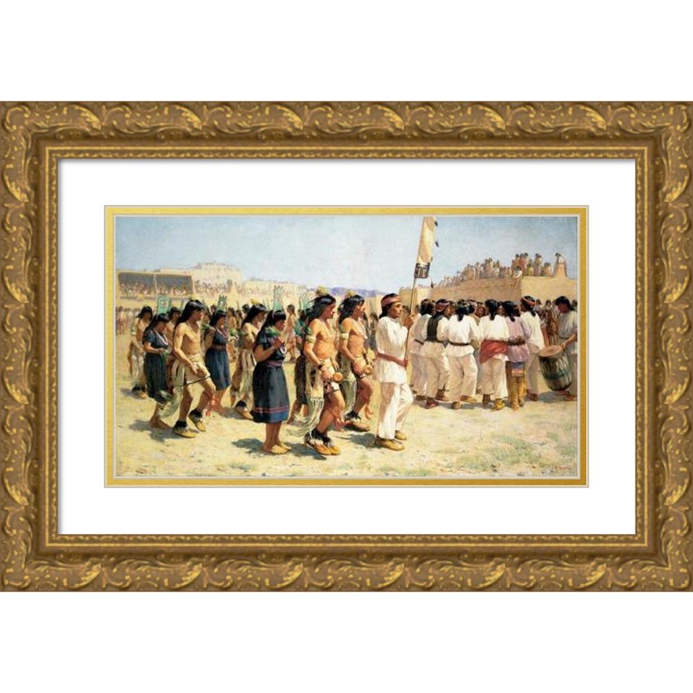 Joseph Henry Sharp 24x15 Gold Ornate Framed and Double Matted Museum ...