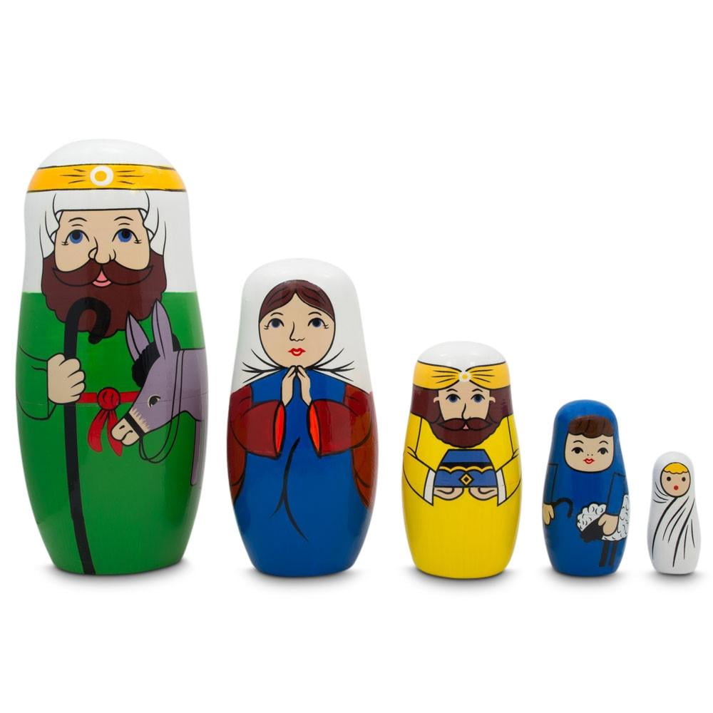 Joseph, Mary, and Jesus Nativity Scene Wooden Nesting Dolls 5.75 Inches ...
