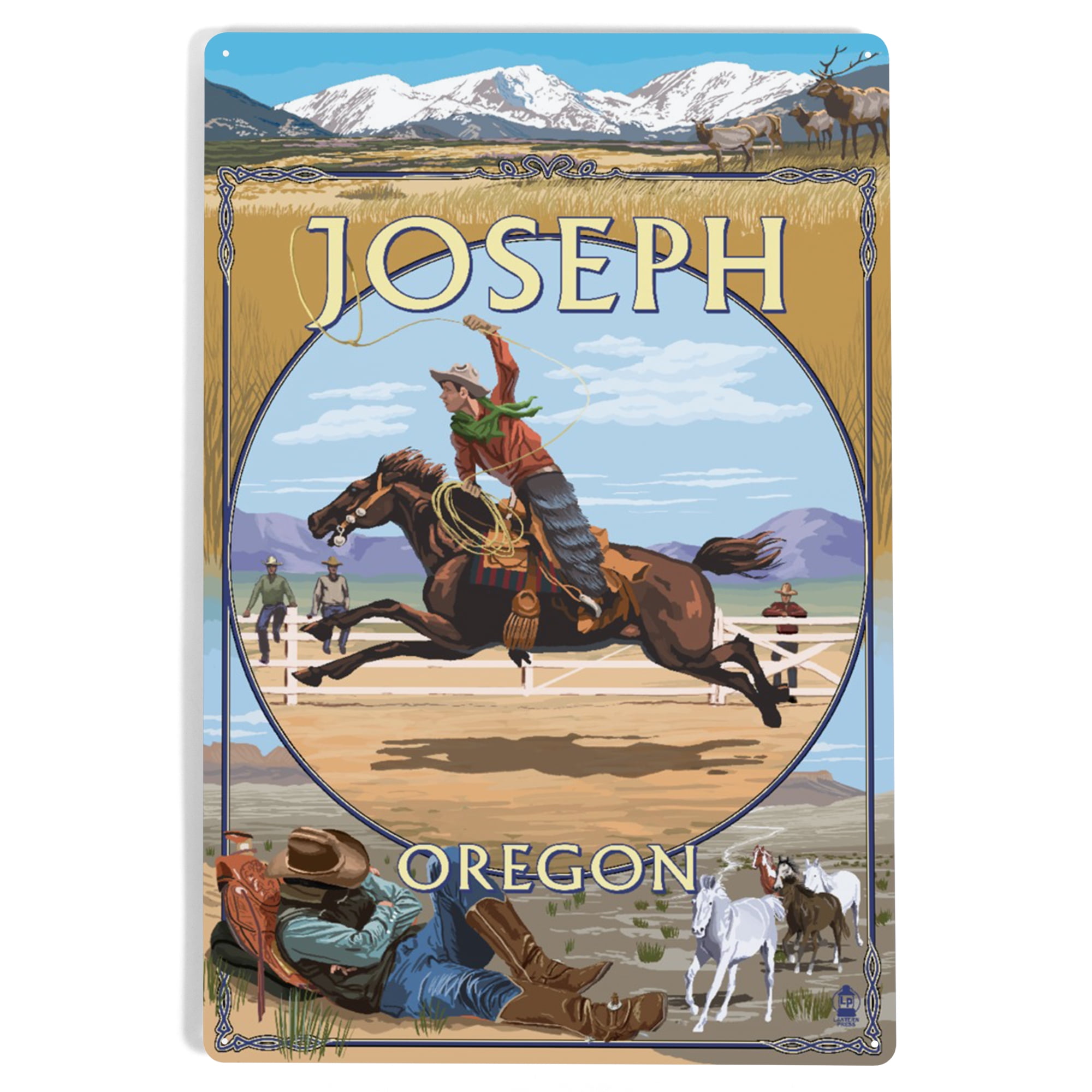 Joseph, Oregon, Rodeo Cowboy Montage (12x18 Aluminum Art, Indoor ...