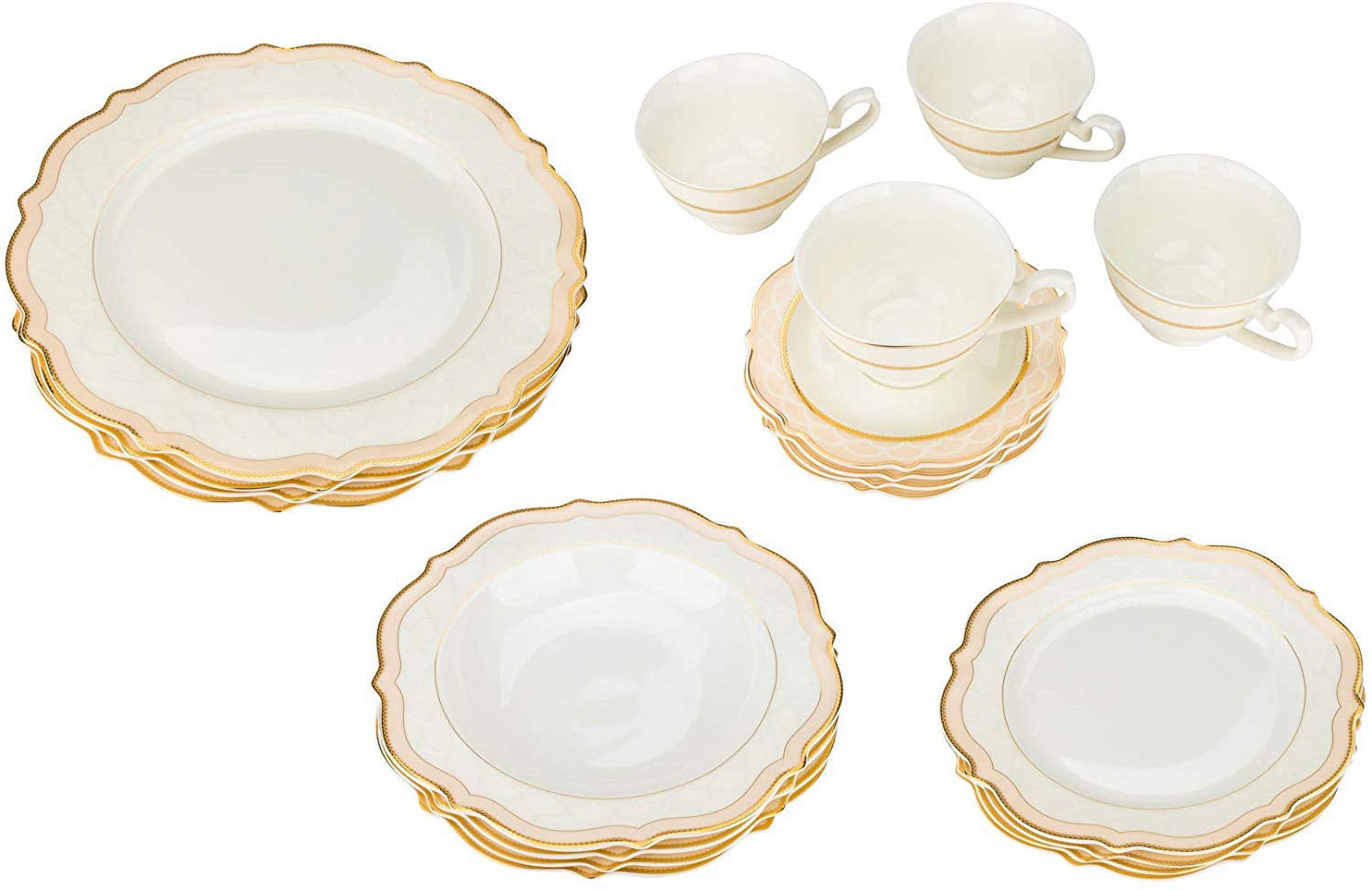 Joseph Seigh, 6664-20, Bone Porcelain Dinnerware Set w/ Scalloped ...