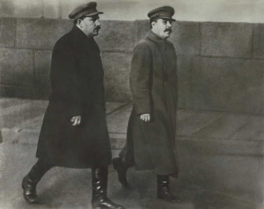 Joseph Stalin And Lazar Kaganovich Attending The Opening Of The Moscow ...