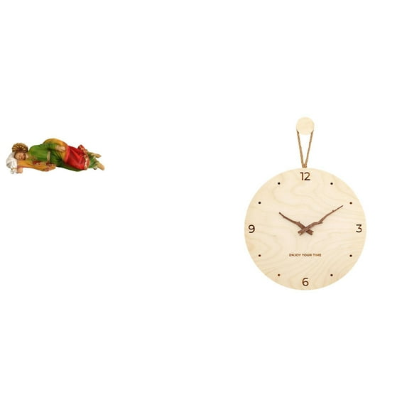 Joseph Statue Sleeping Figurine Wall Clock Wooden Hanging Decor Modern ...