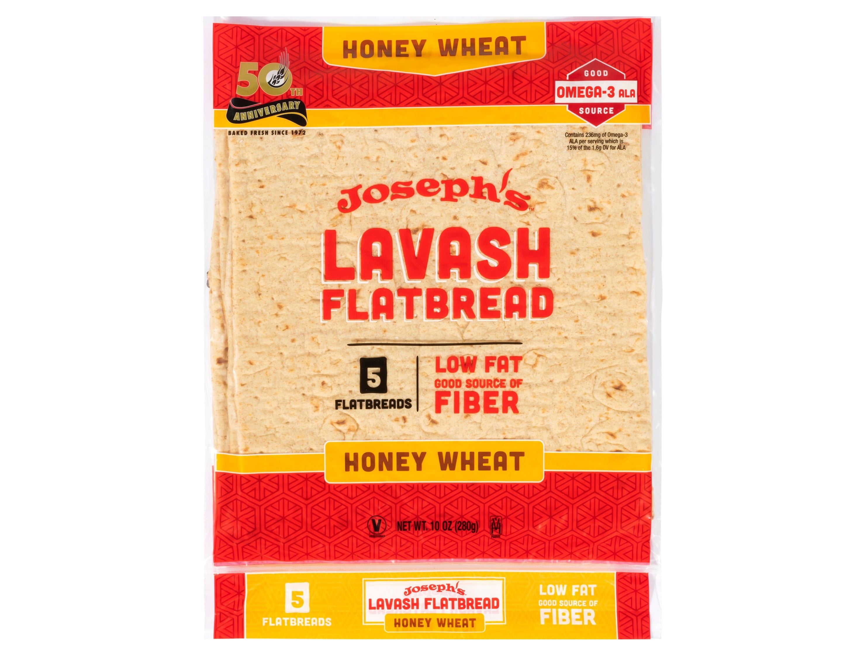 Joseph's Honey Wheat Flatbread Lavash, 1 Pack, 5 Count - Walmart.com