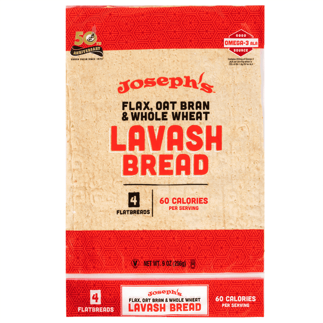 Joseph's Low Net Carb Flax Lavash Bread, Whole Wheat Flatbread, 9oz ...