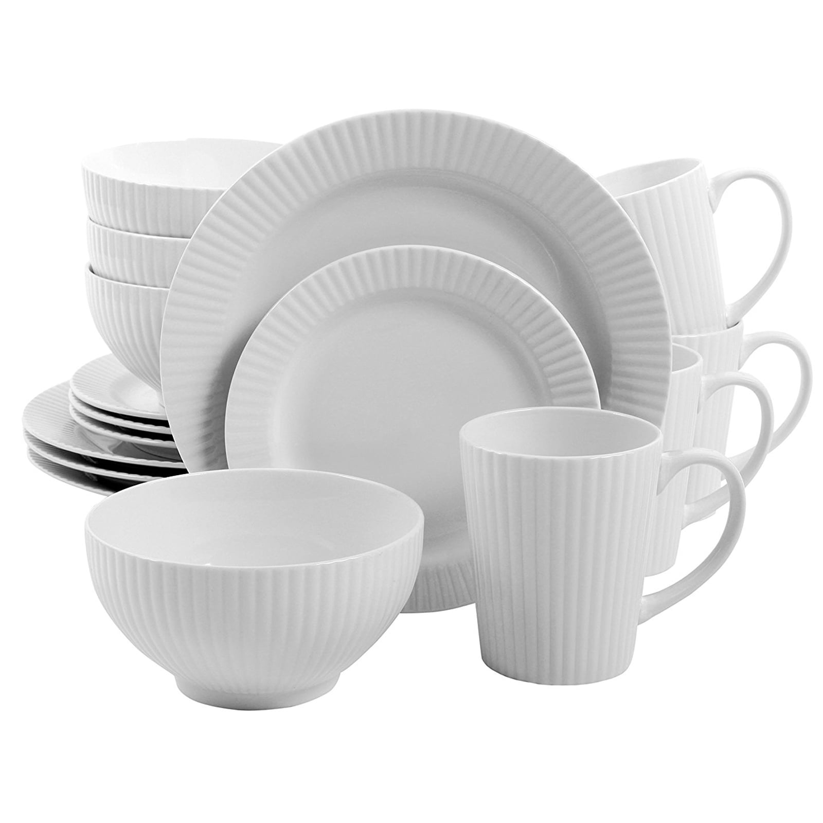 Josephine Cafe 16 pc Dinnerware Set - White - Embossed - Fine Ceramics ...