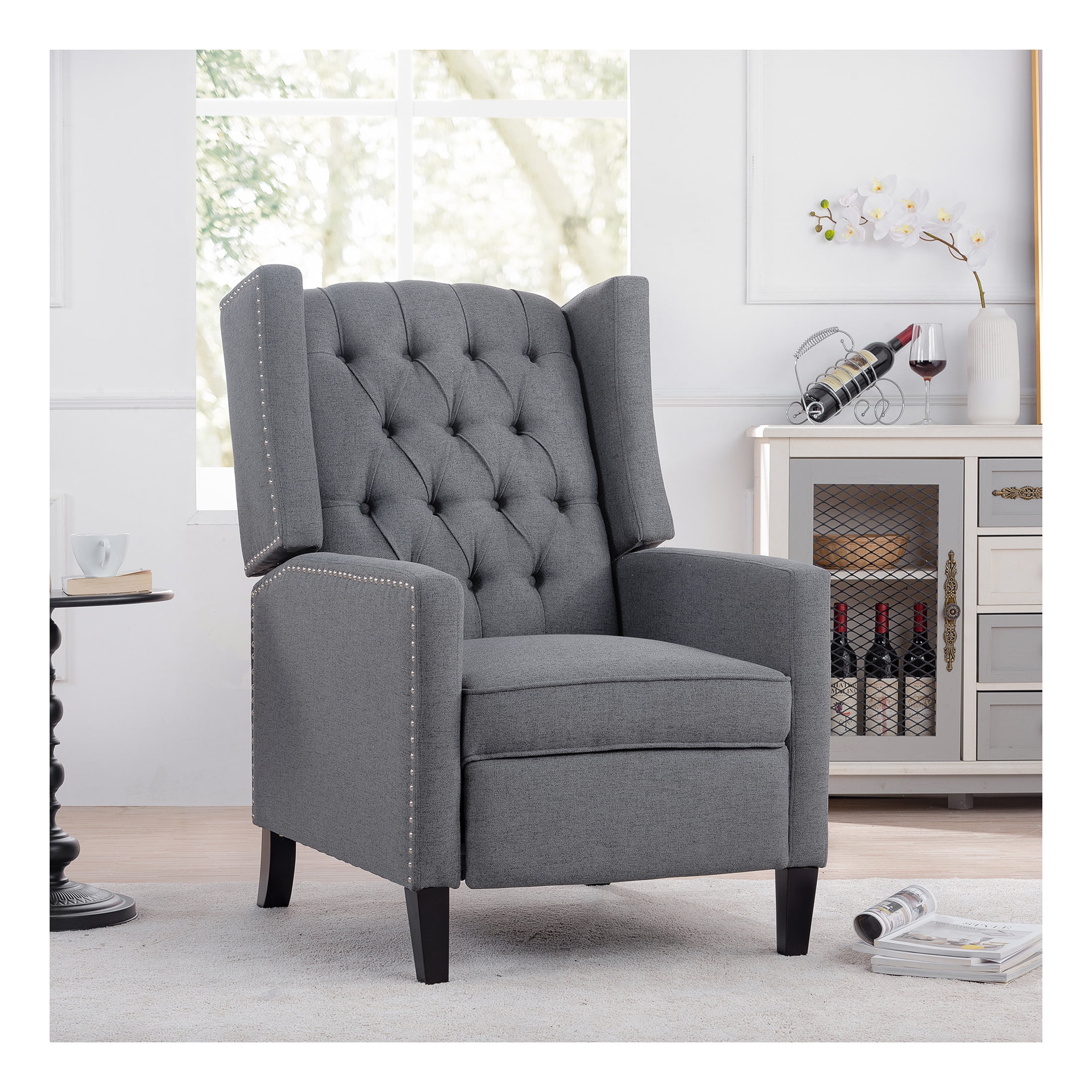 Josephine High-Back Fabric Upholstered Accent Chair with Button Tufting ...