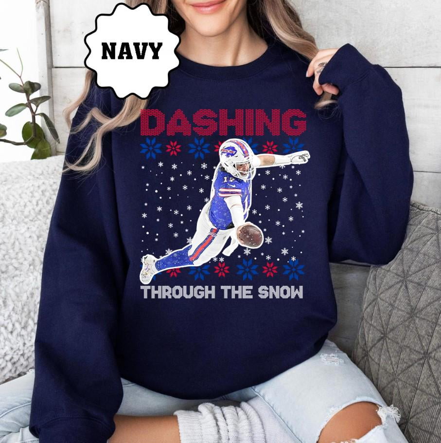 Josh Allen Dashing Through The Snow Christmas Sweatshirt, Buffalo ...