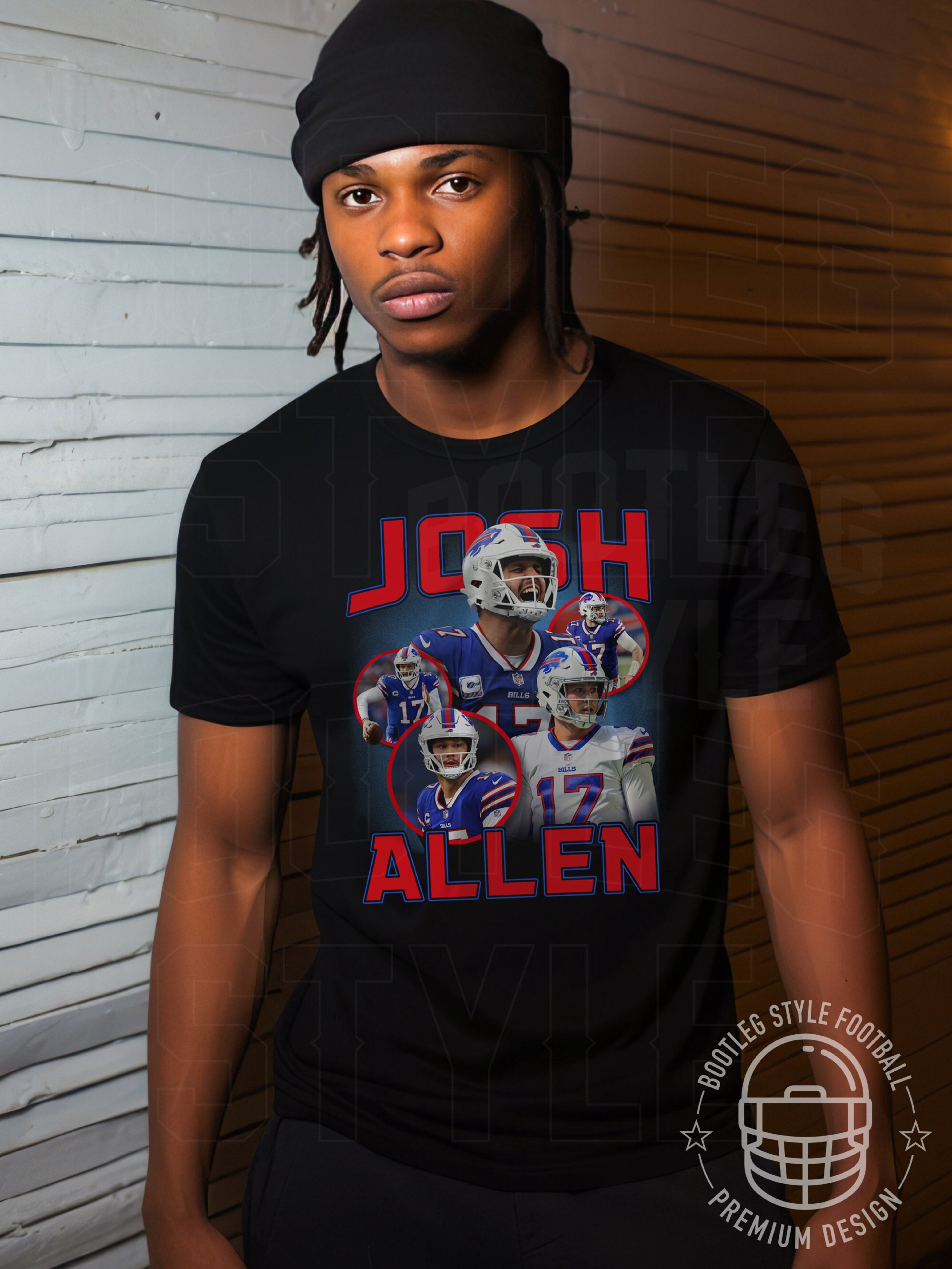 Josh Allen Football Shirt for Men Women Vintage 90s Bootleg Style ...