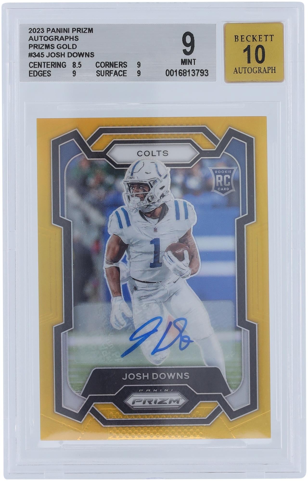 Josh Downs Indianapolis Colts Autographed 2023 Panini Prizm Gold Prizm ...
