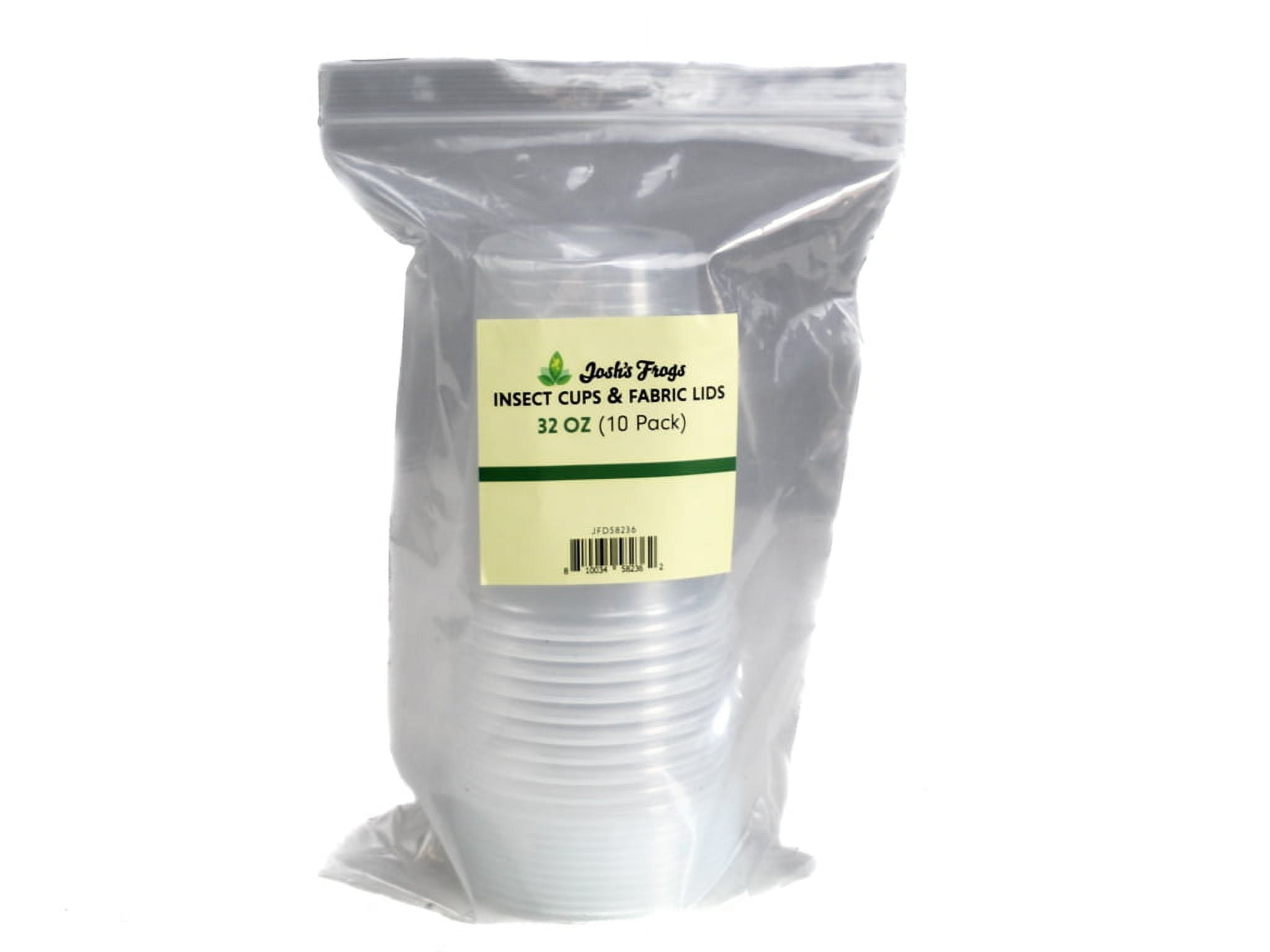 Josh's Frogs 32oz Insect Cups, Fabric Vented Lids, Tall 10 Pack for ...
