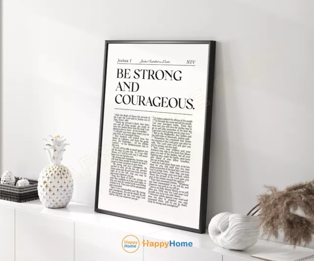 Joshua 1 Niv Bible Verse Wall Art Scripture Quote Prints Christian ...