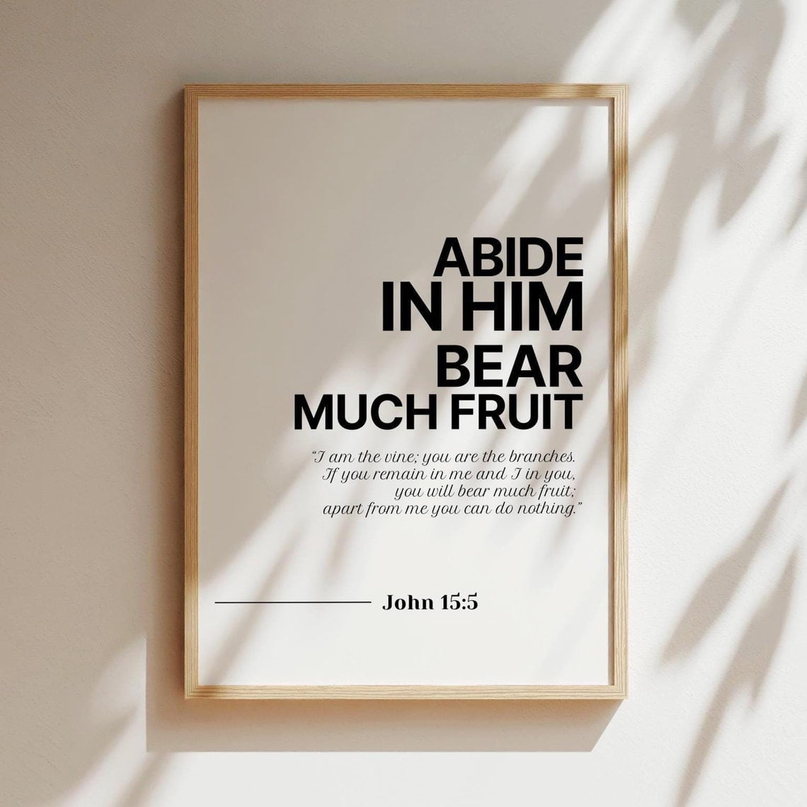 Joshua 15:5 Abide In Him Bible Verse Wall Art, Christian Home Decor ...