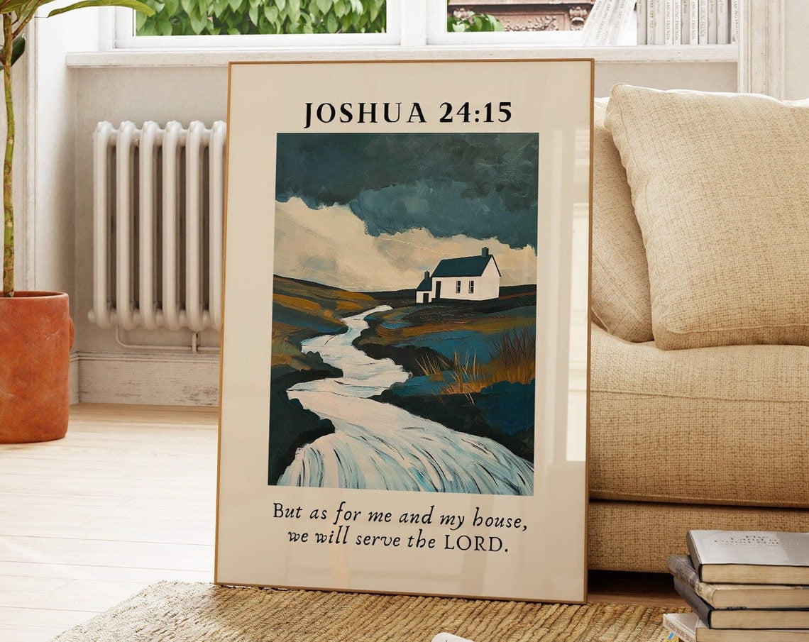 Joshua 24:15 Vintage Farmhouse Bible Verse Wall Art Christian Wall Art ...