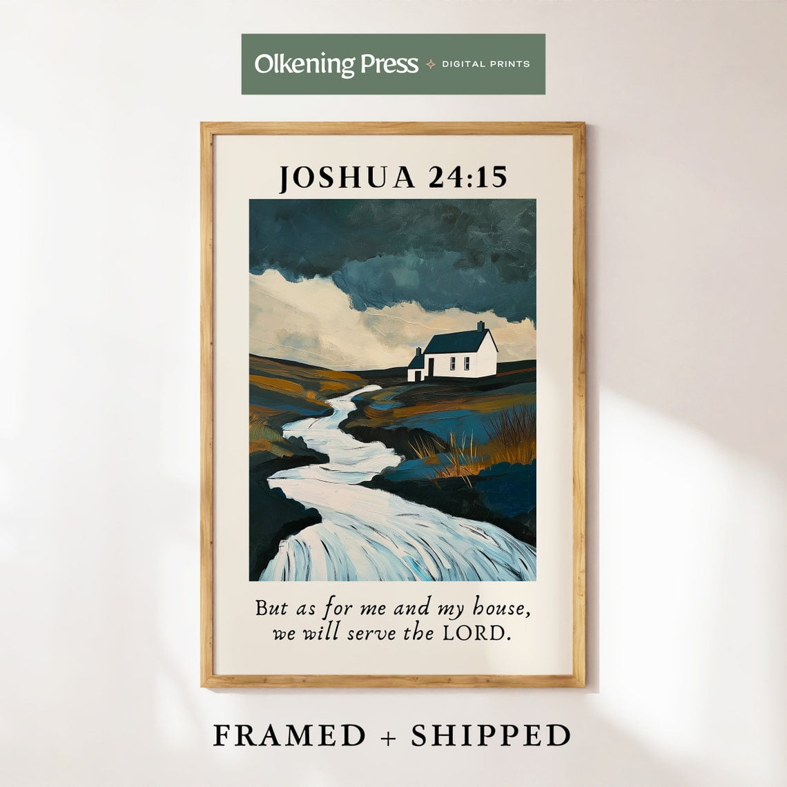 Joshua 24:15 Vintage Farmhouse Framed & Shipped Christian Wall Art ...