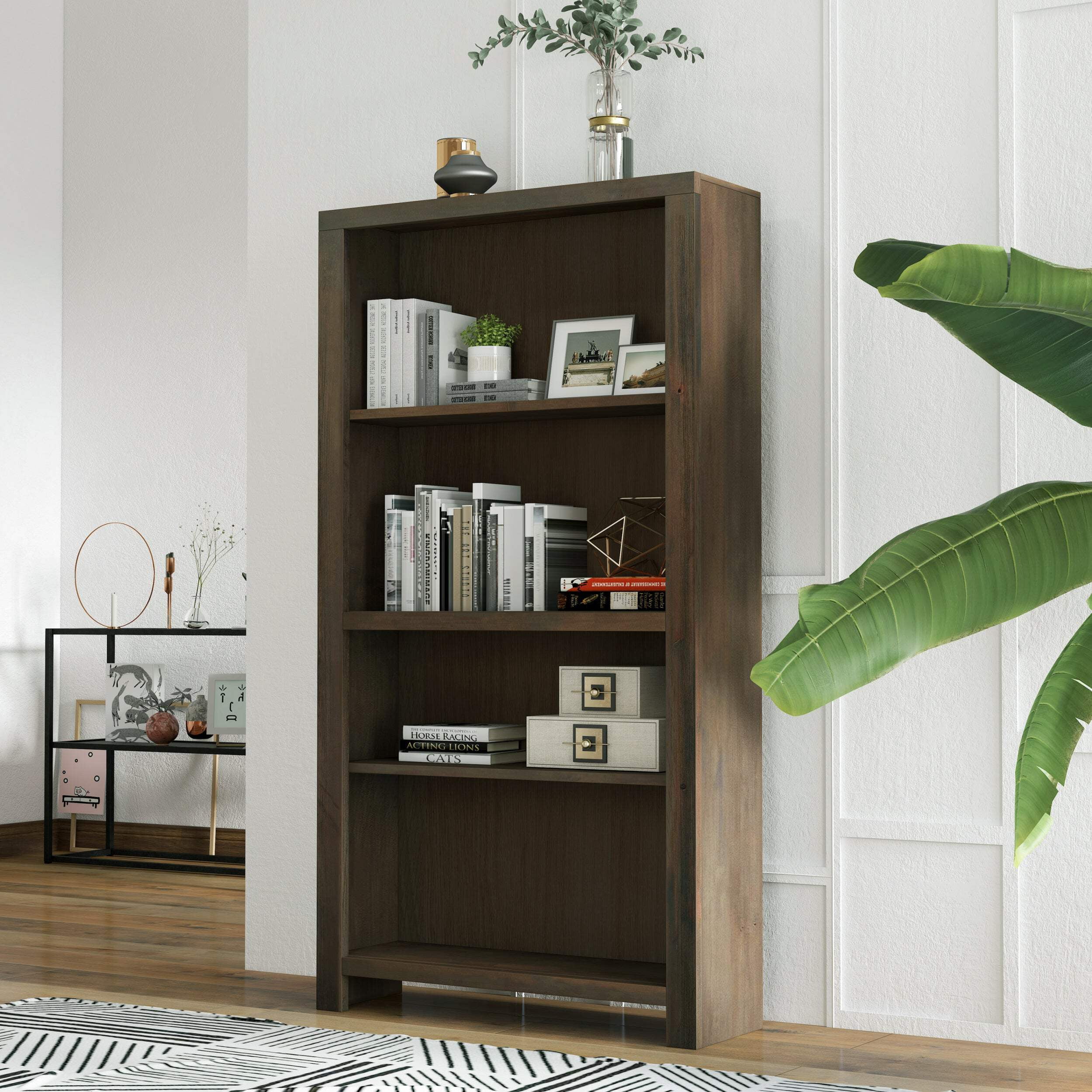 Joshua Creek 60 Inch High 4 Shelf Bookcase, No Assembly Required ...