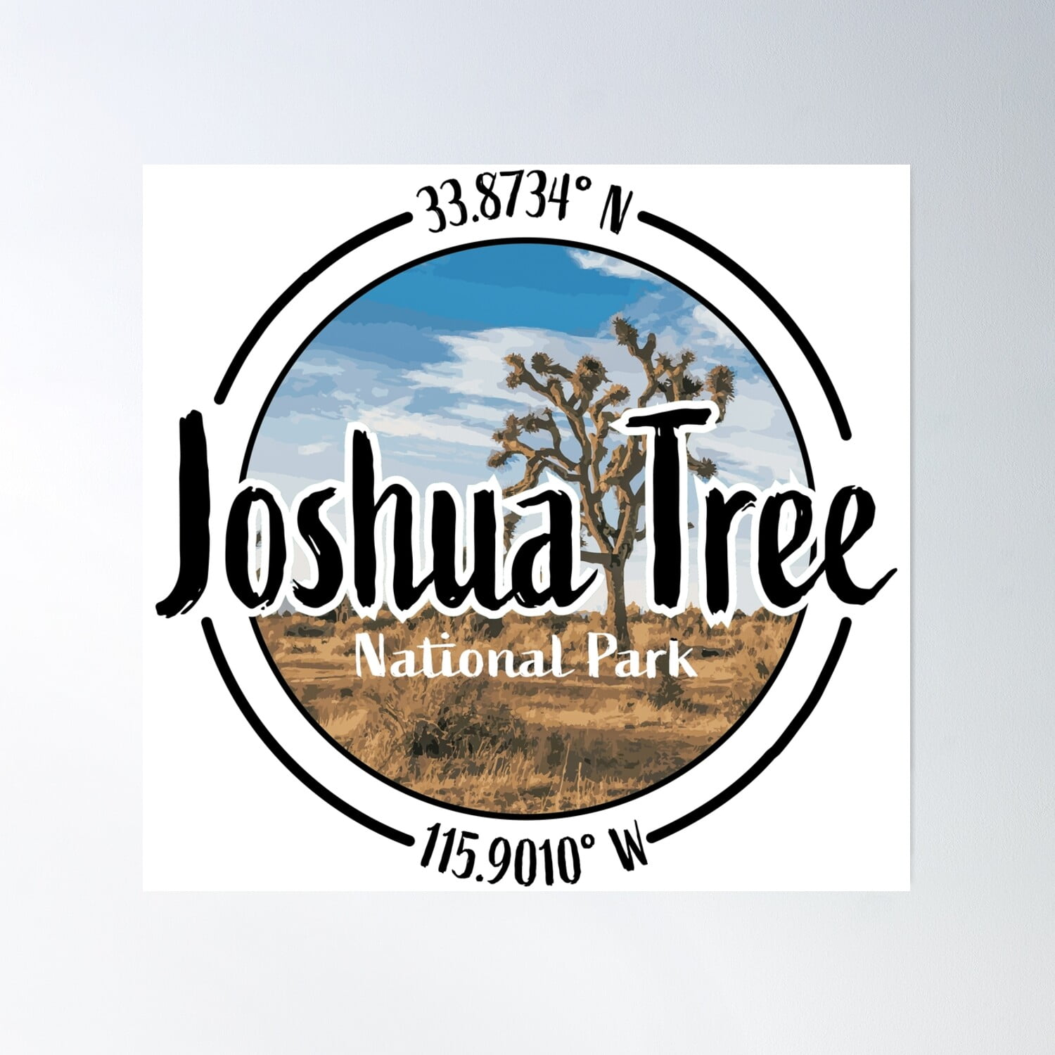 Joshua Tree Design With Latitude And Longitude Poster Wall Art, Modern ...