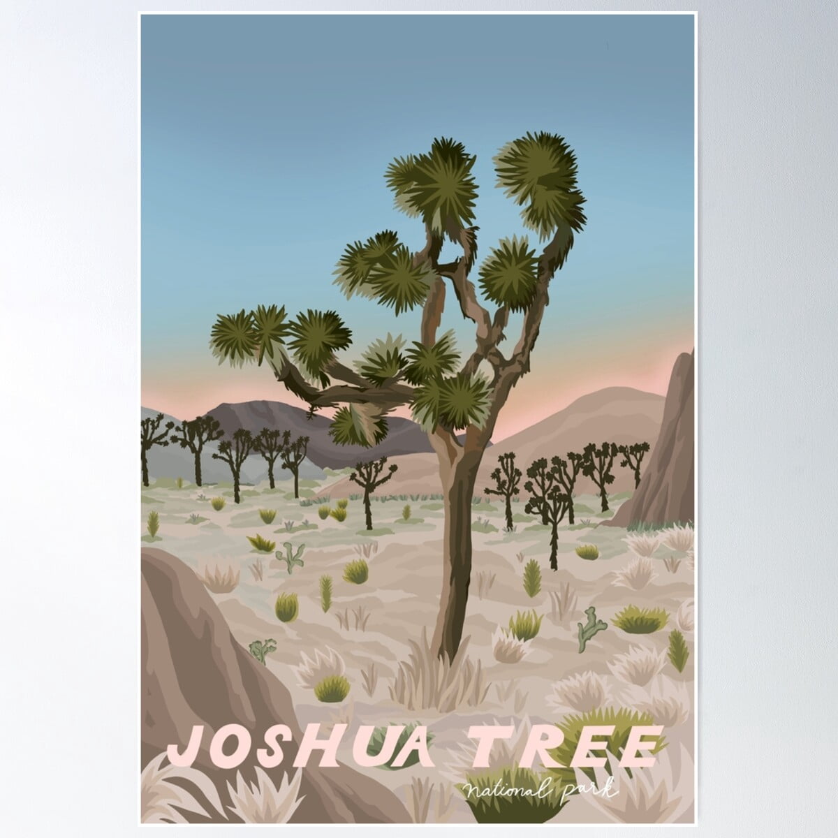 Joshua Tree National Park, California, National Parks Art, Illustrated ...