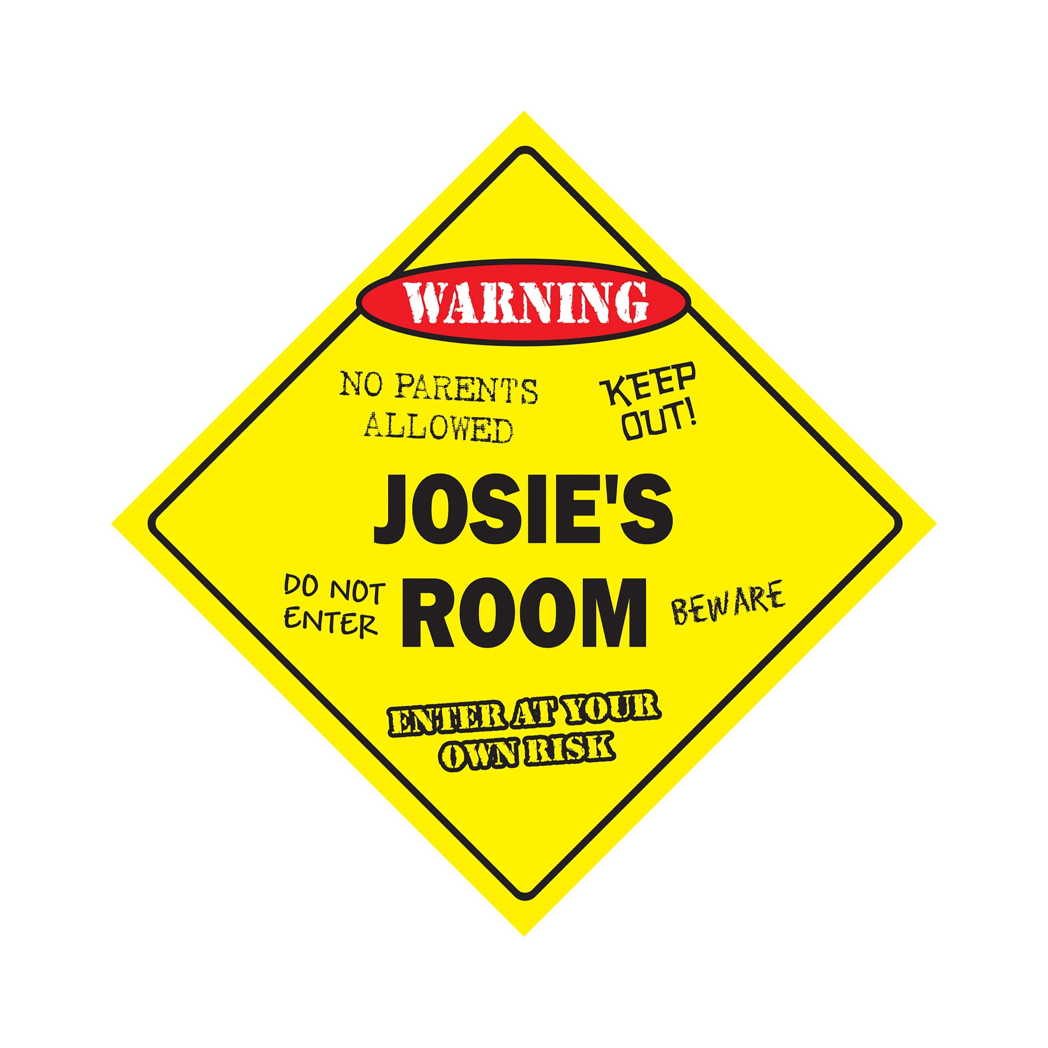 Josie's Room Sign Crossing Zone Xing | Indoor/Outdoor | 12" Tall kids ...