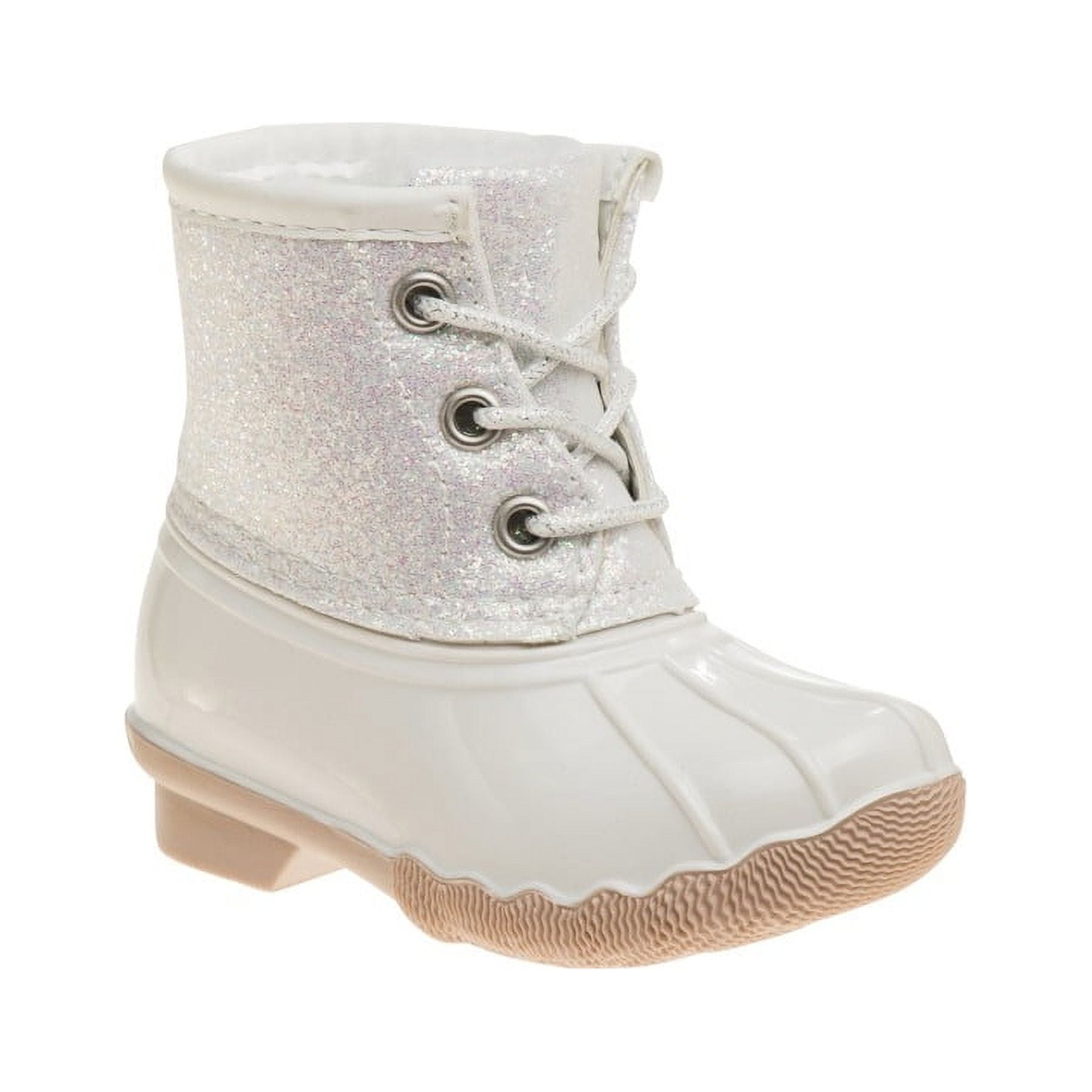 Josmo Girls Water Resistant Rain Boot Duck Boots - WhiteGlitter, 2 ...