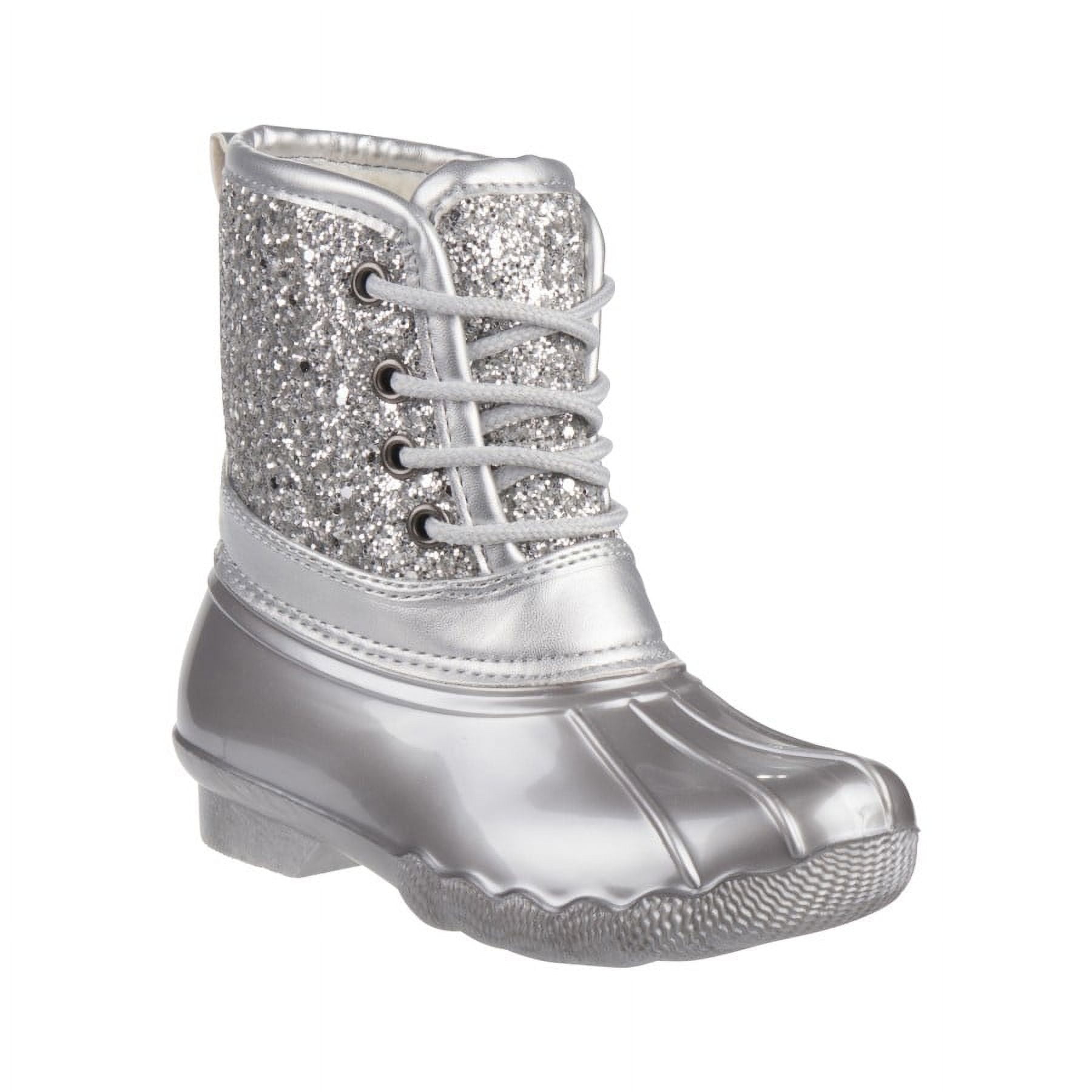 Josmo Little Girl Lace-Up Duck Boots with Glitter - Silver, 1 - Walmart.com