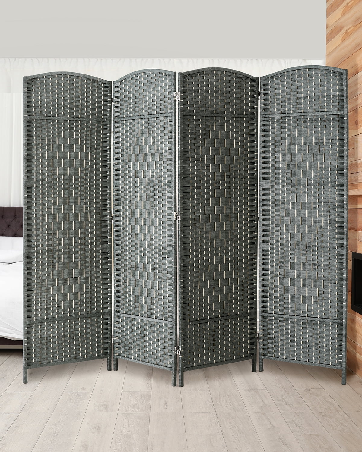 Jostyle Folding Free Standing Indoor 4 Panel Rattan Room Divider ...