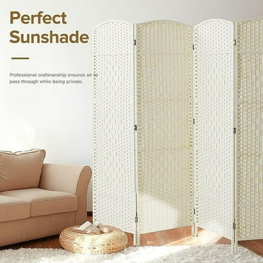 Jostyle Room Divider Privacy Screen with Natural Bamboo, 6 Panel ...