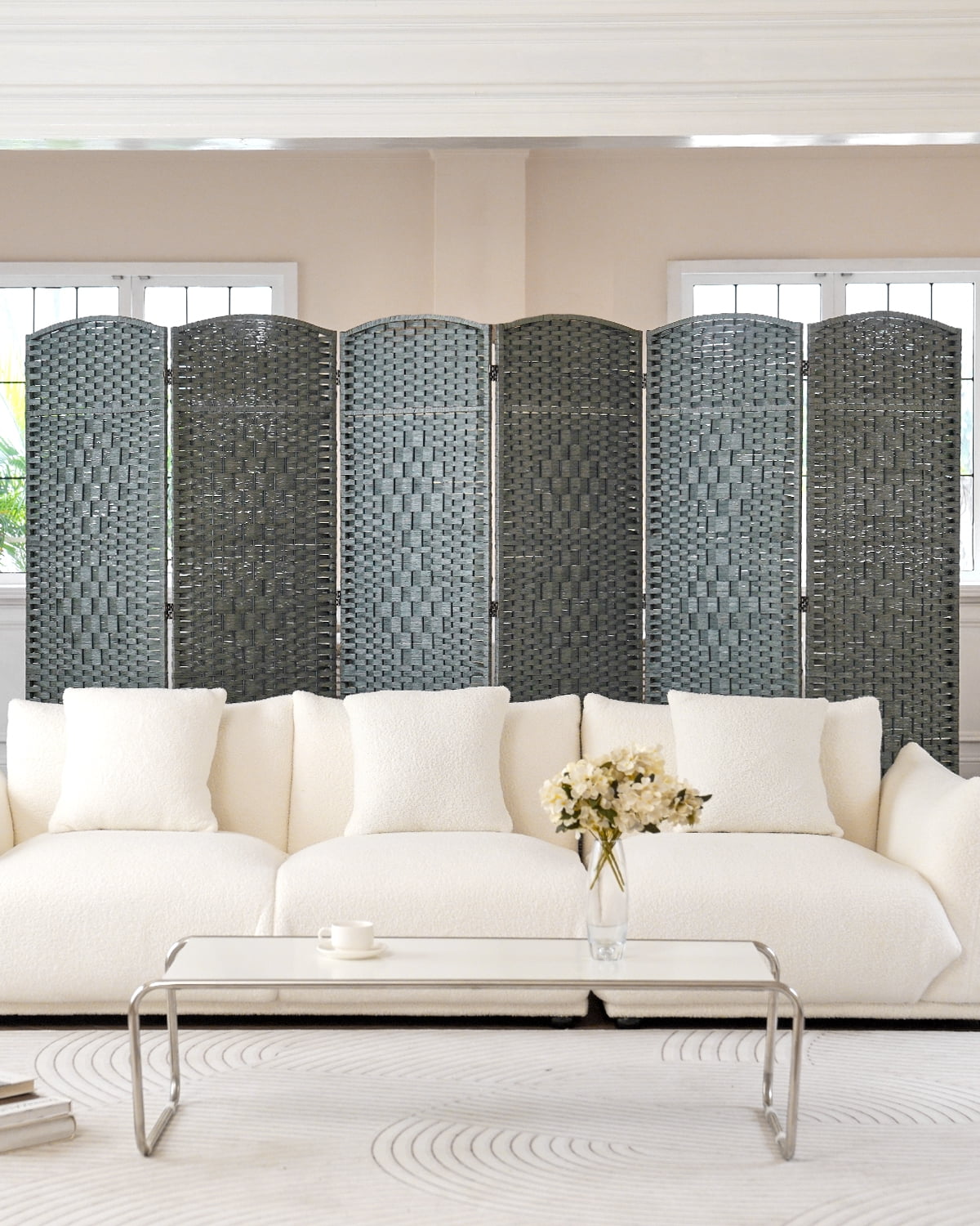 Jostyle 6-Panel Folding & Freestanding Rattan Room Divider/Partition ...