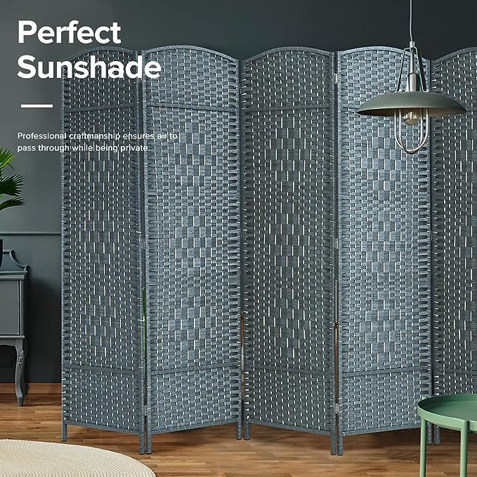 Jostyle 6 Panel Portable Room Divider Privacy Screen Freestanding ...