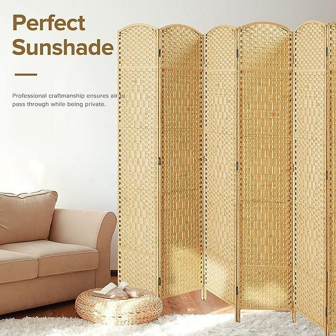 Jostyle 6 Panel Room Divider Privacy Screen Freestanding Rattan Room ...