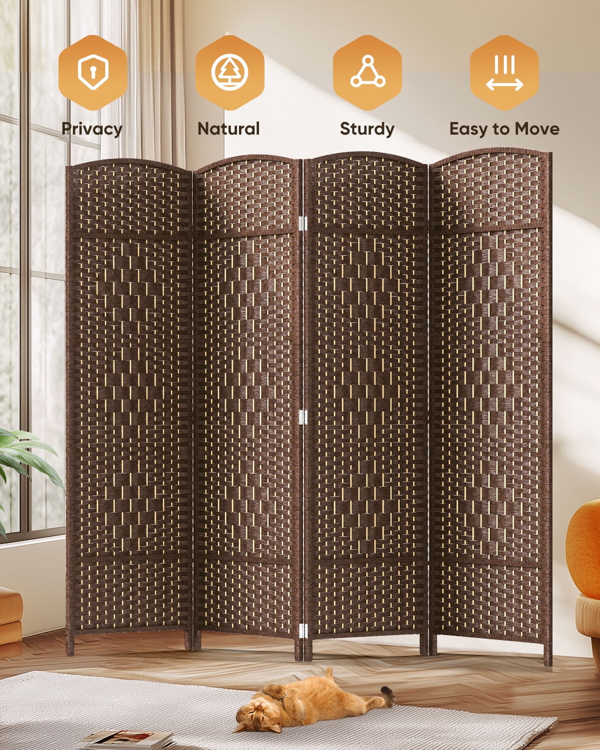 Jostyle Home Partition Room Divider, 4-Panel Folding Privacy Screen ...